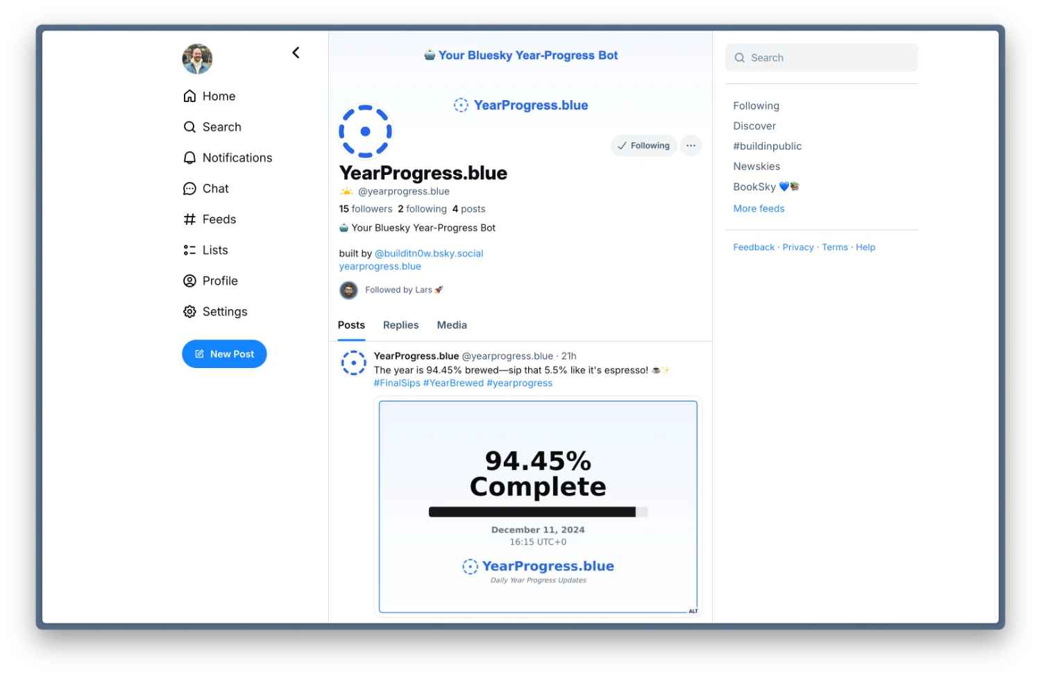 Year Progress | Grow Bluesky | Grow Bluesky